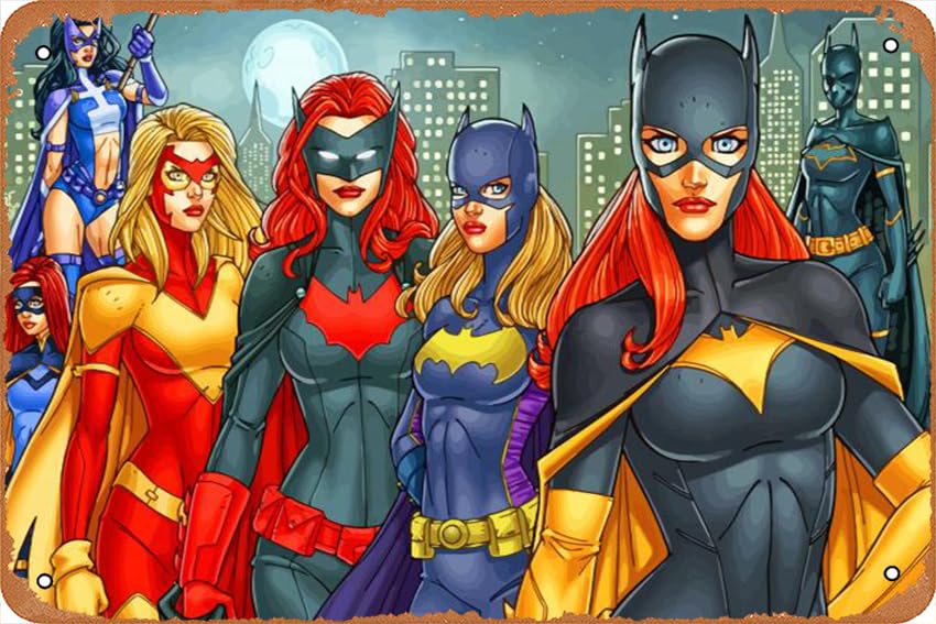 Amazon.com: Superheroes Girls Vintage Metal Tin Signs Kitchen Wall Art ...