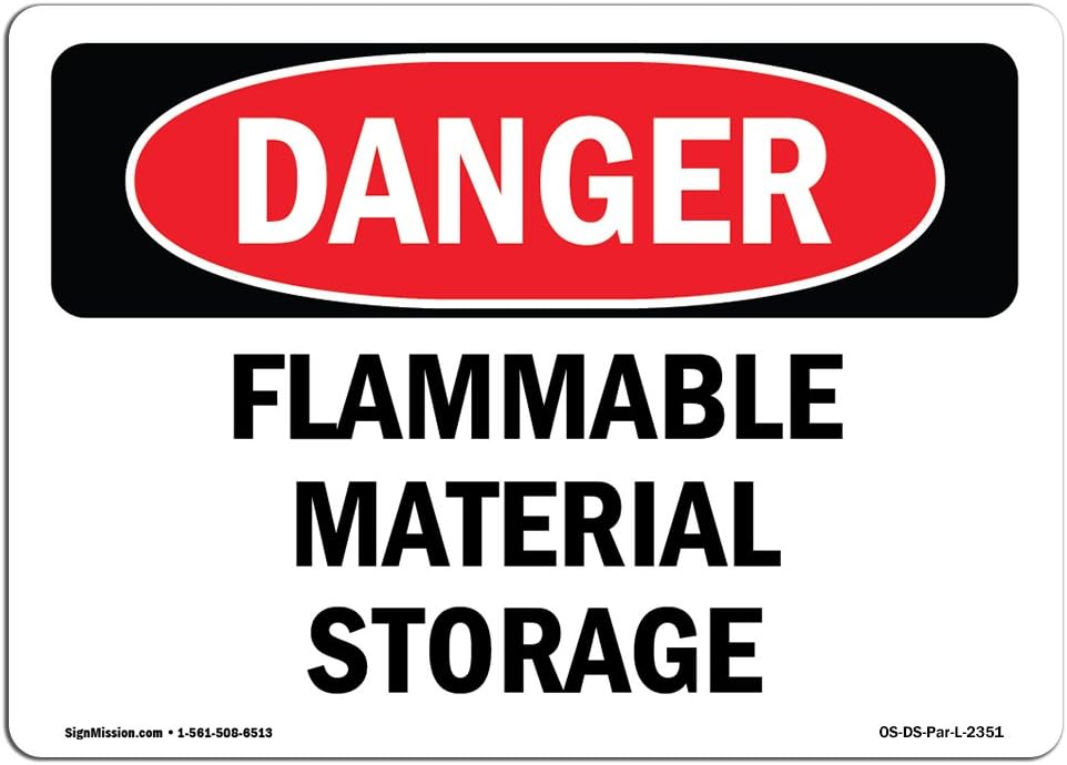 Amazon.com: OSHA Danger Sign - Flammable Material Storage | Decal ...