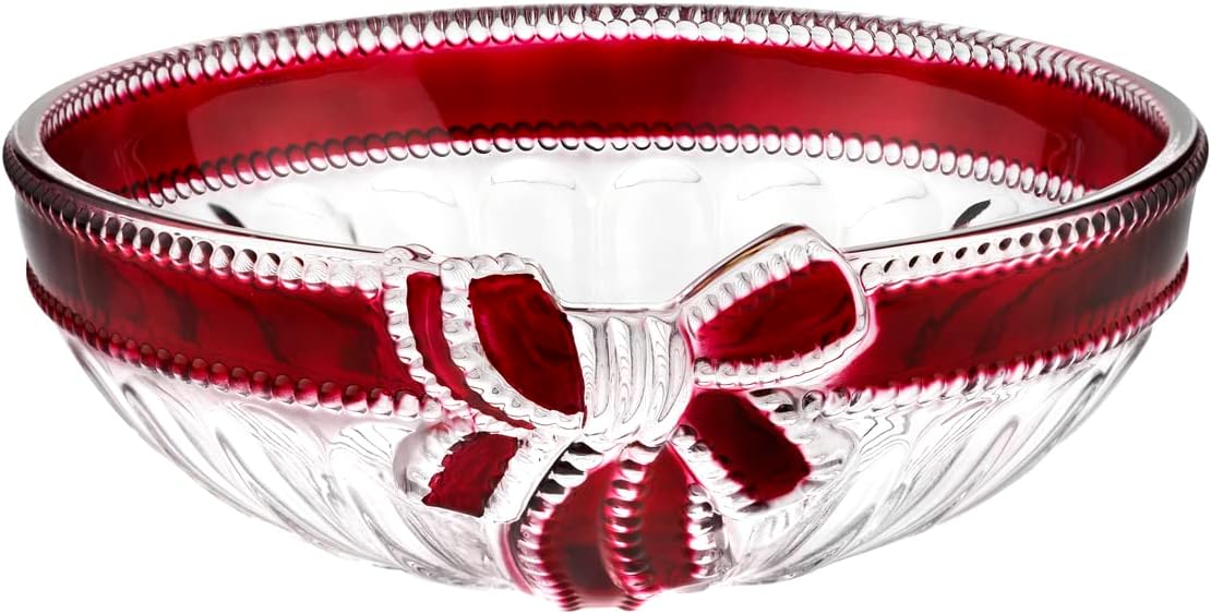 Amazon.com: Godinger Holiday Crystal Red Bowl with Bow, 10 Inches ...
