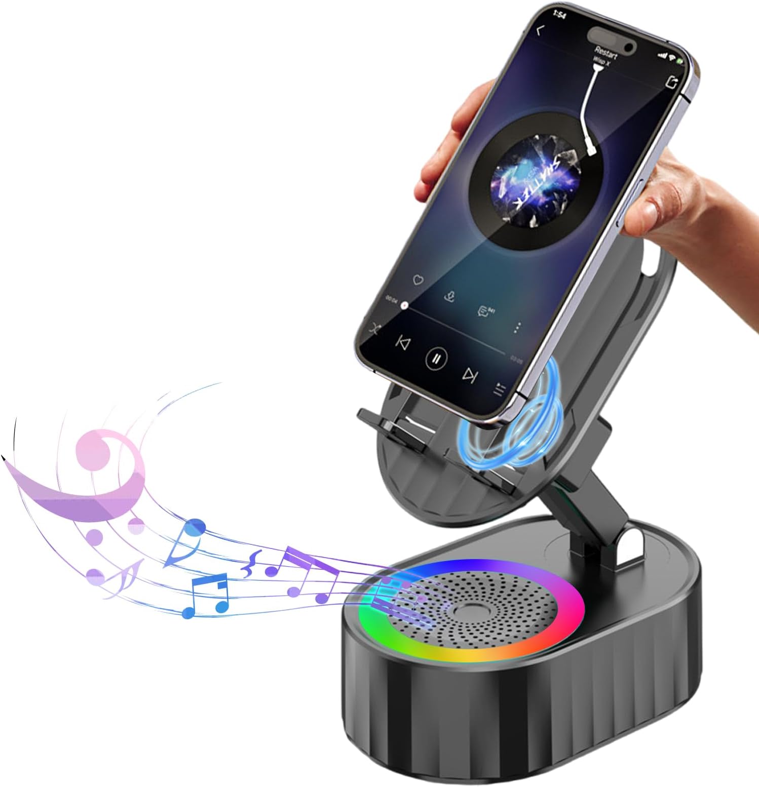 Wireless Induction Audio Bluetooth Speaker 5in1 Phone Holder Emergency ...