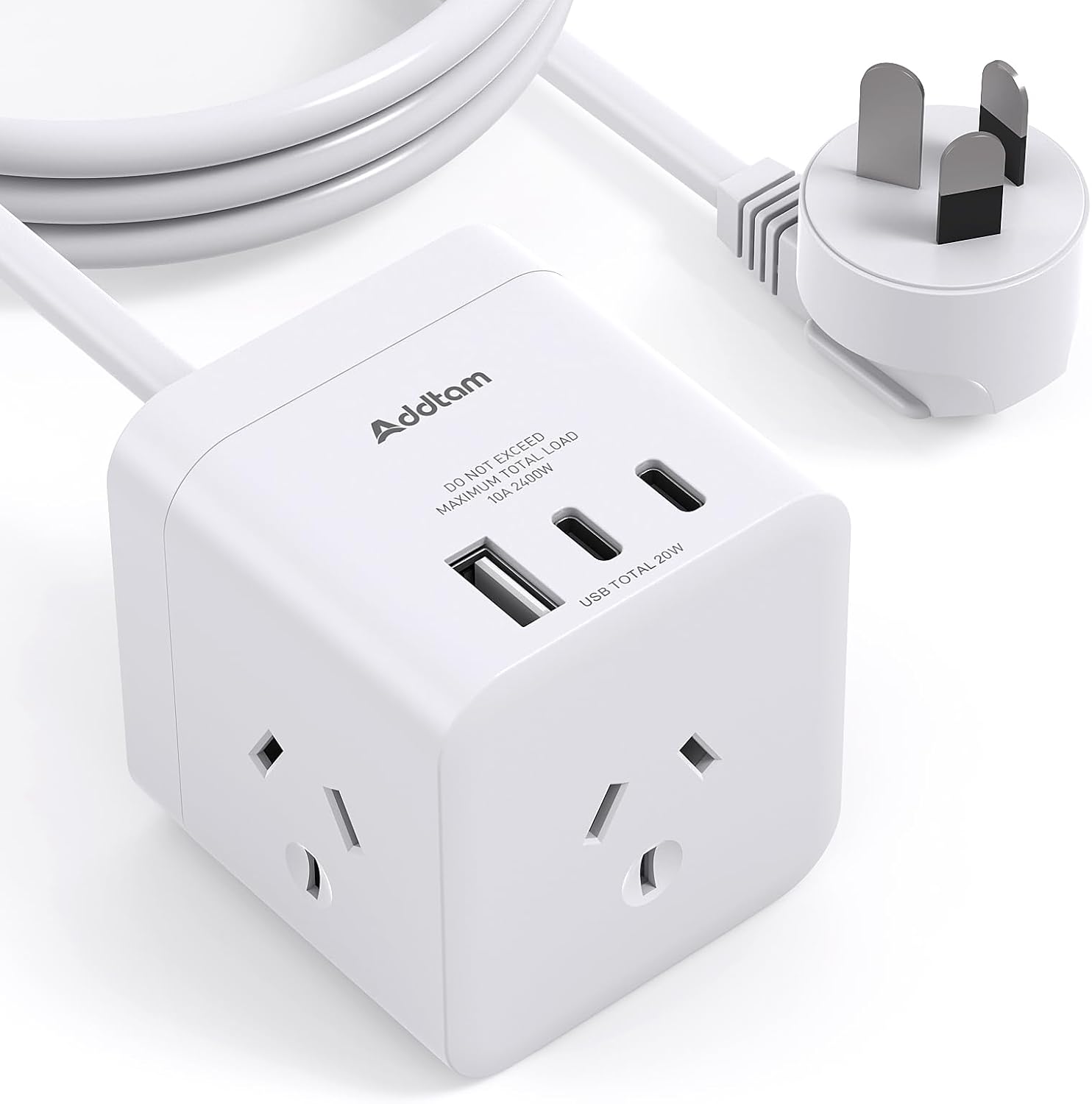 Addtam USB Power Board, PD 20W Fast Charging Cube, Outlet Extender with ...