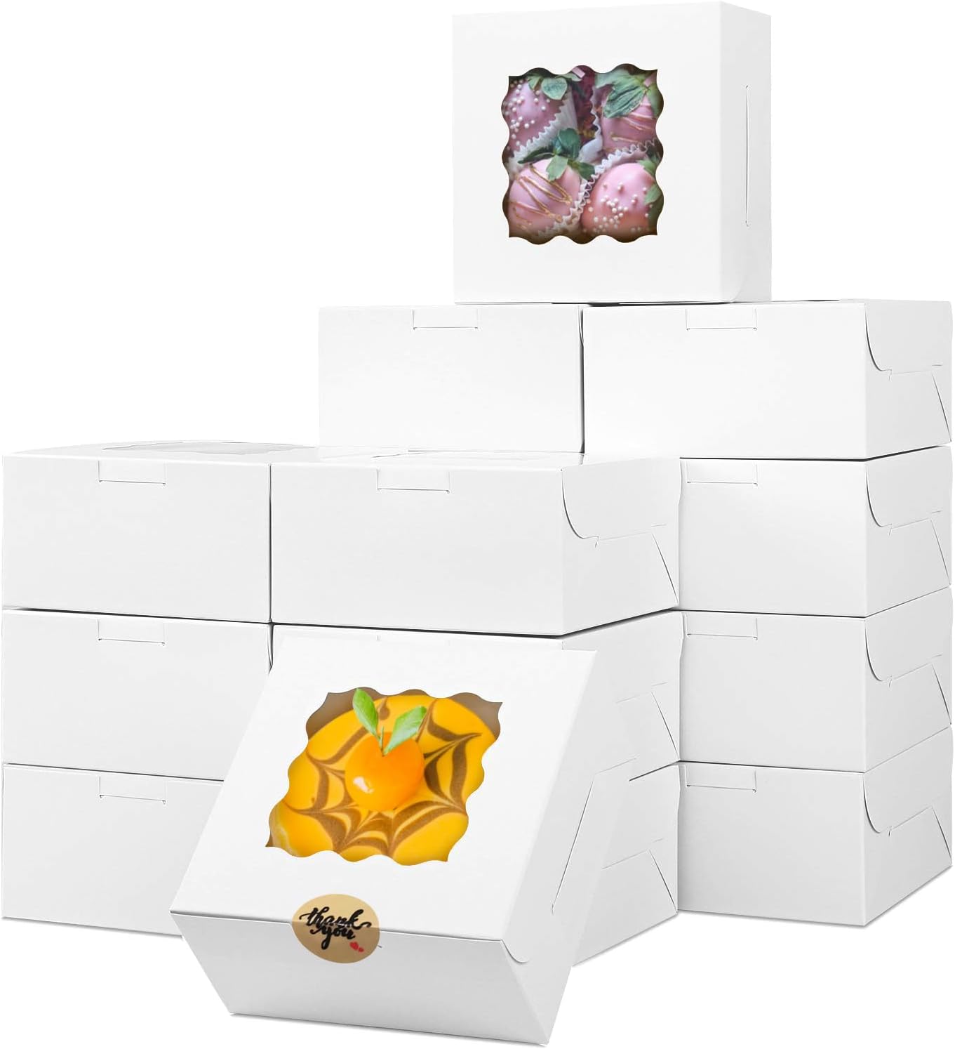 Amazon.com: 18pcs Bakery Boxes,6"x6"x3" Small Pastry Treat Boxes with ...