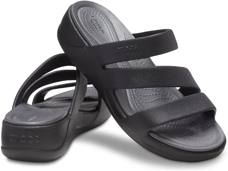 Amazon.com | Crocs Women's Boca Strappy Wedges, Platform Sandals, Black ...