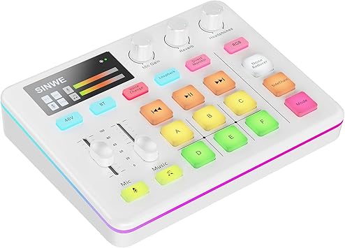 Amazon.com: SINWE G1 Gaming Audio Mixer, RGB Audio Interface with Pro ...