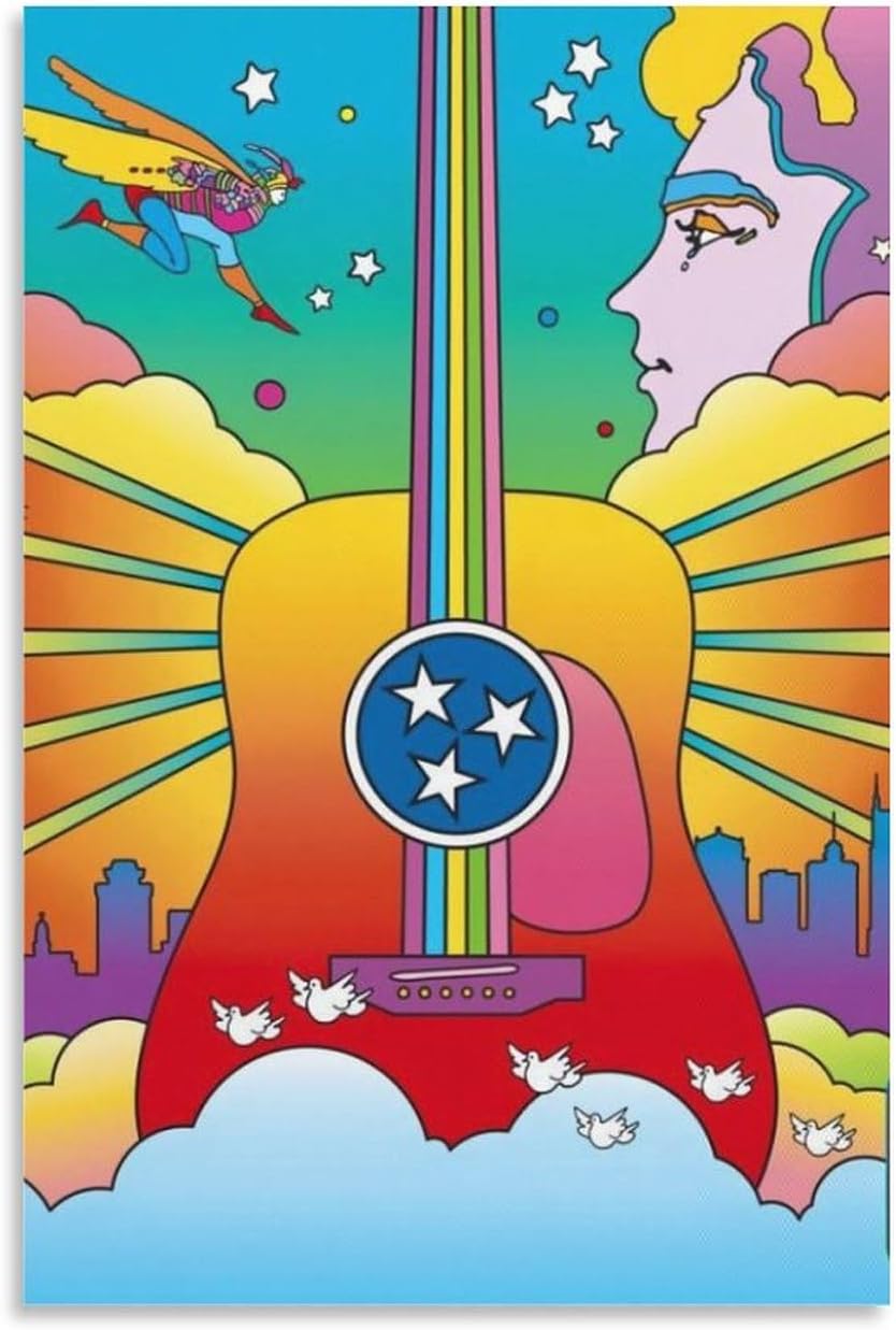 Amazon.com: Peter Max Canvas Wall Art-The Guiter And Superman Room ...