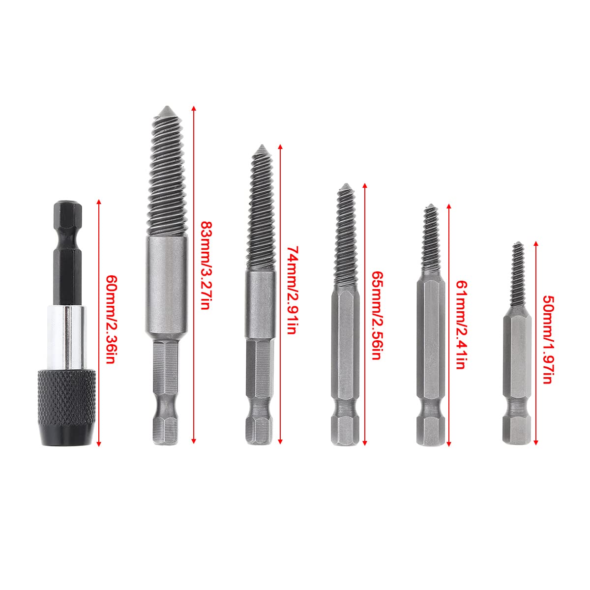 Snapklik.com : ChgImposs 6 Pcs Damaged Screw Extractor Set,1/4" Hex Shank