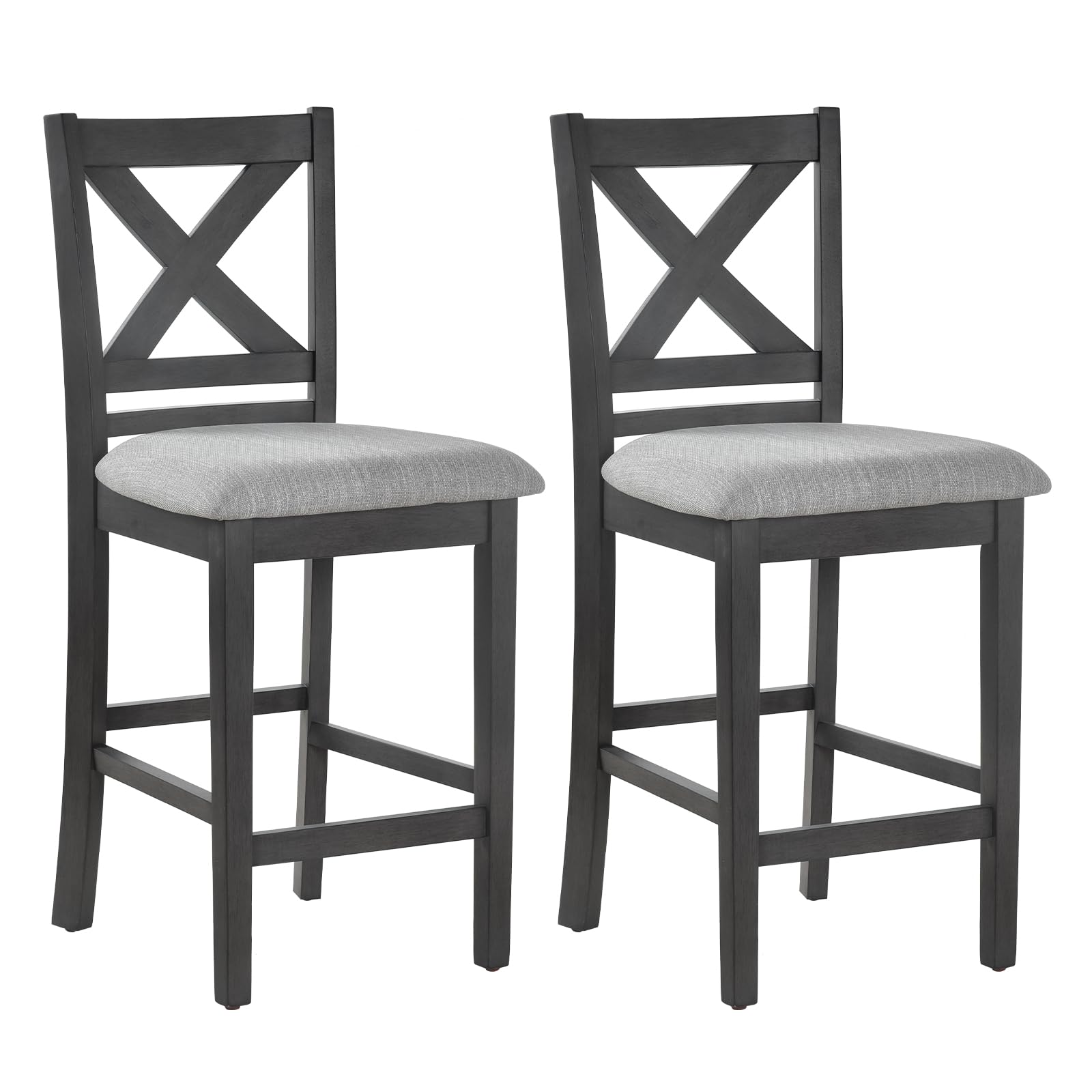 Snapklik.com : COLAMY Wooden Bar Stools Set Of 2, Counter Height Bar ...