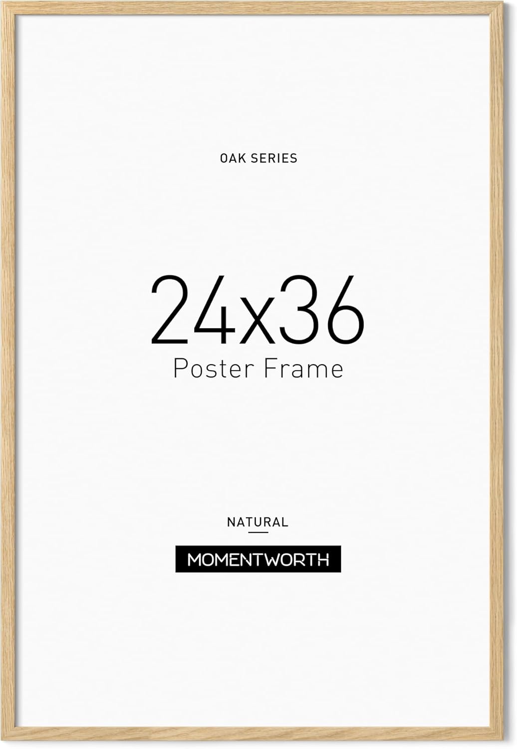 Amazon.com - Momentworth Minimalist 24x36 Poster Frame, Solid Oak Wood ...