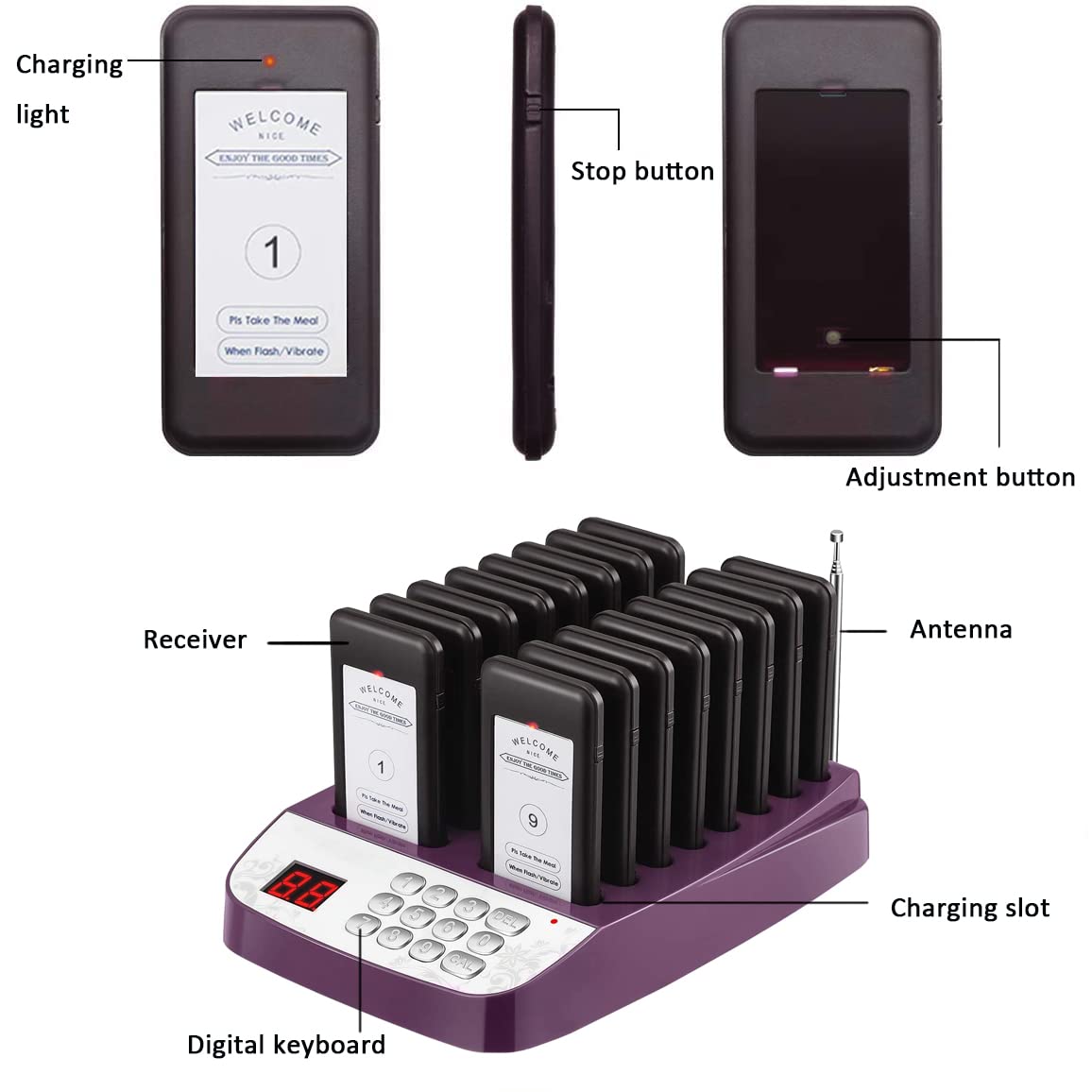 Snapklik.com : Restaurant Pager System, 16 Wireless Pagers For ...