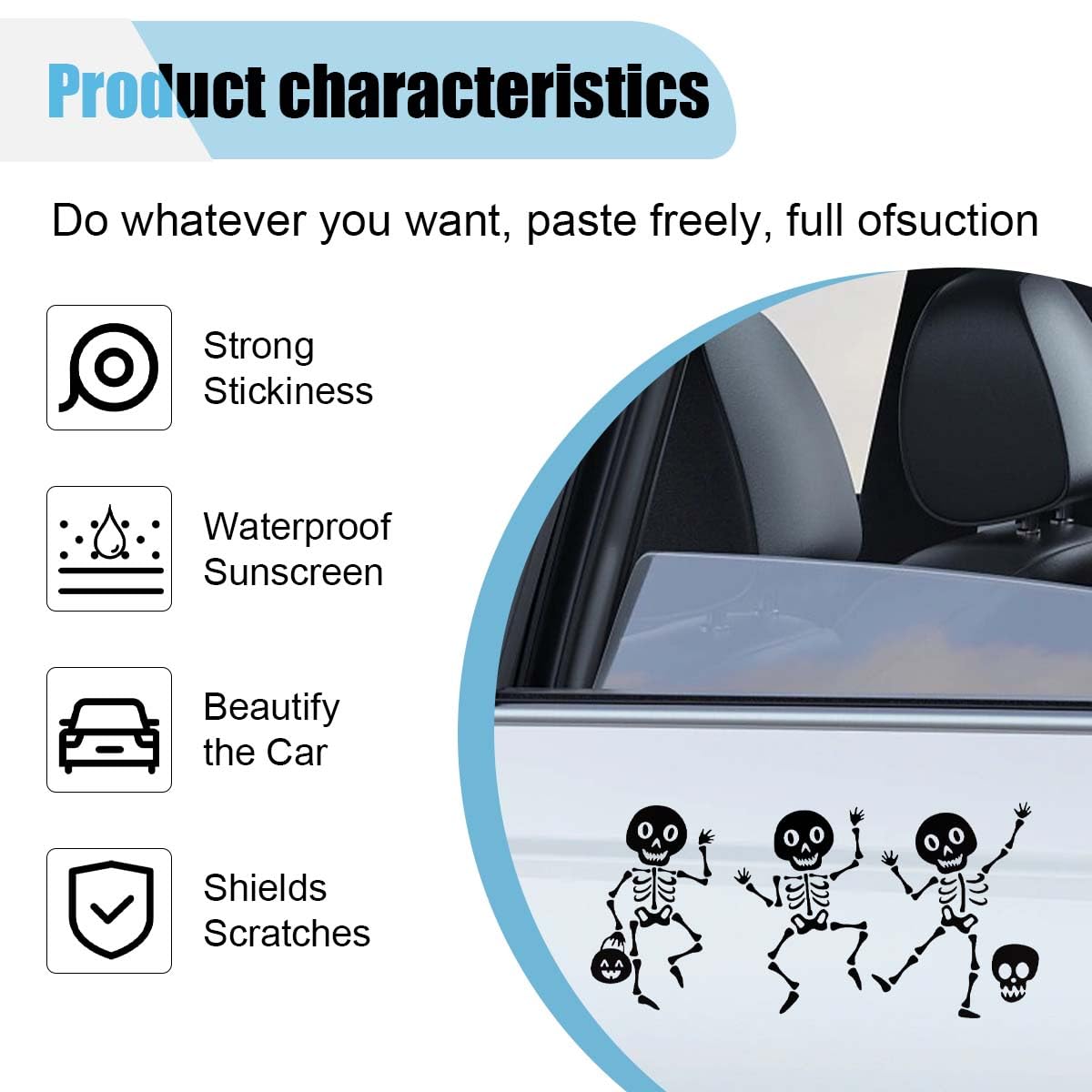 Snapklik.com : Dancing Skeleton Car Sticker Decal, Cute Halloween Vinyl ...