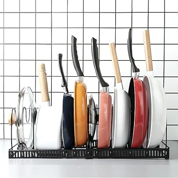 Amazon.com: NELLHOMY Expandable Pots and Pans Organizer Rack,Pans Lid ...
