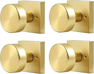naubea 4 Pack Gold Dummy Door Knob Interior, Brushed Brass Door Knobs for Closet Bi-fold, Heavy ...