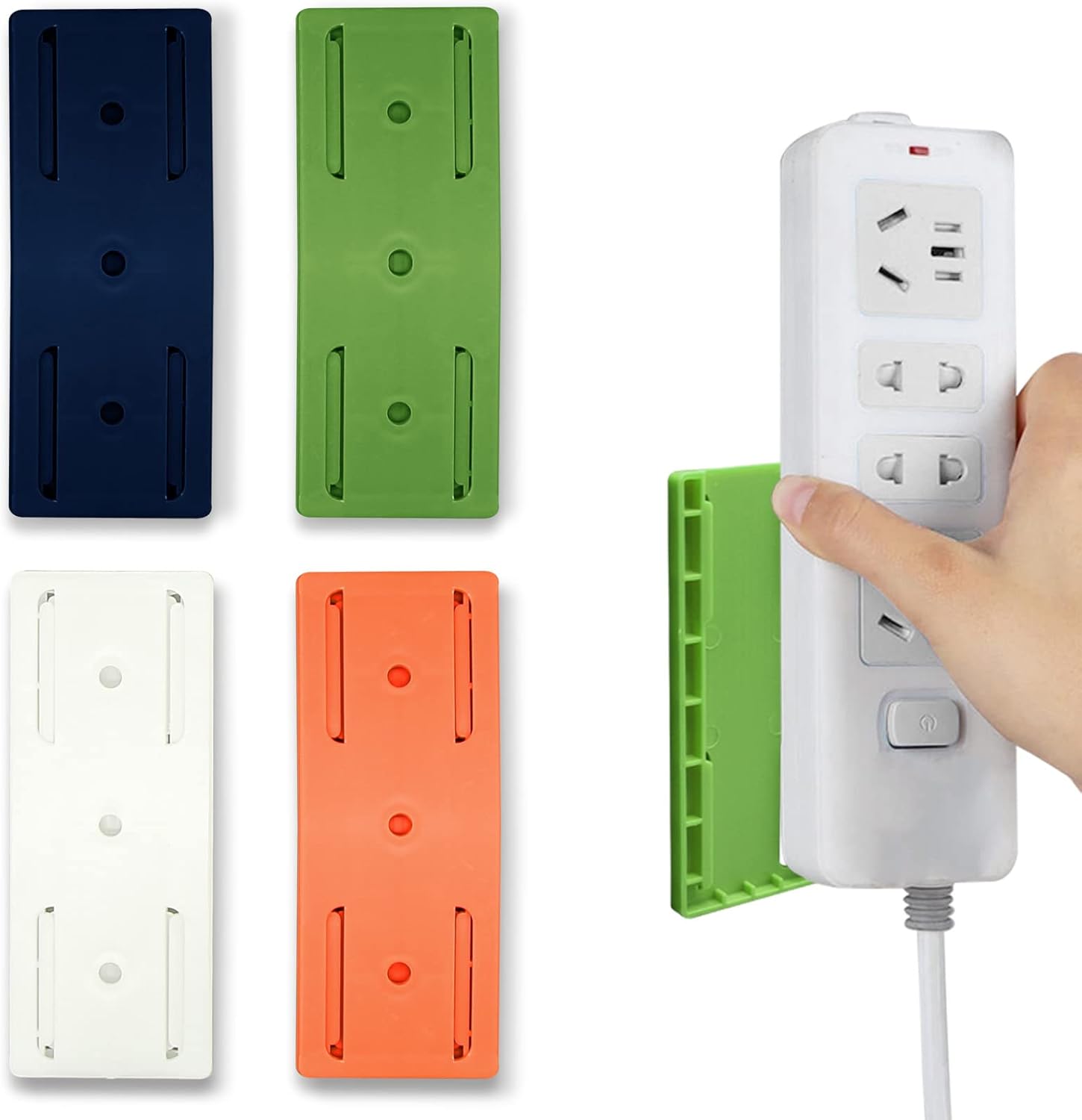 Amazon.com: 4Pcs Self Adhesive Power Strip Holder, Adhesive Punch Free ...