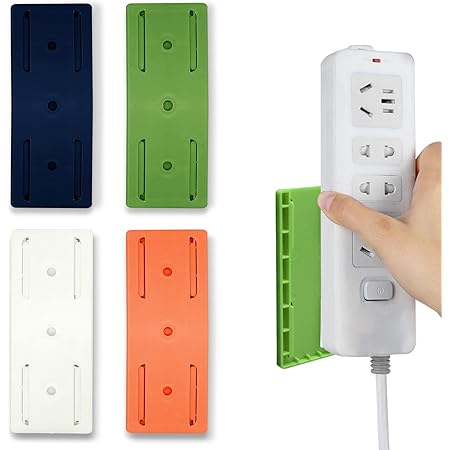 Amazon.com: 4Pcs Self Adhesive Power Strip Holder, Adhesive Punch Free ...