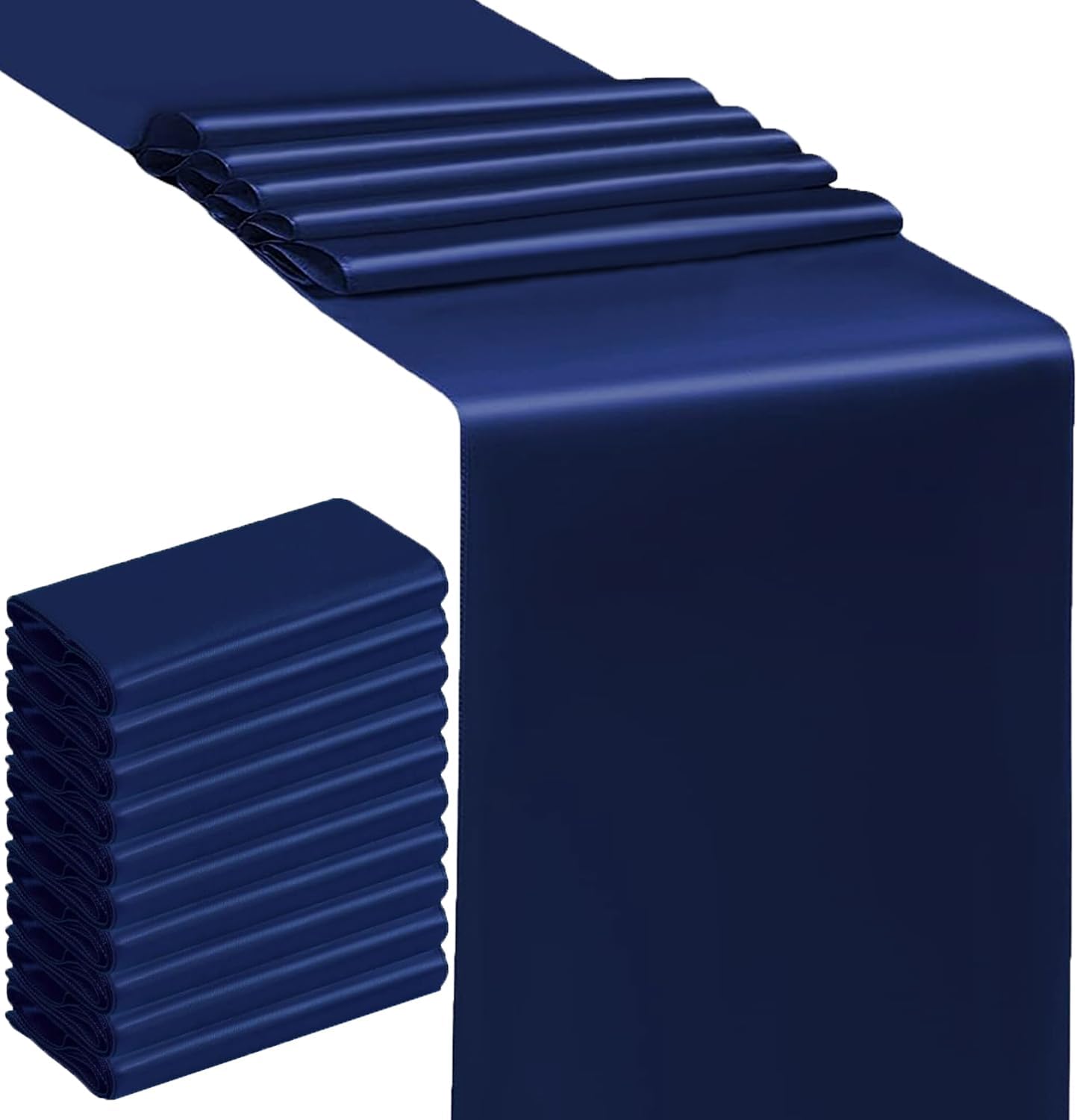 Amazon.com: SINSSOWL 10 Pack Satin Navy Blue Table Runners for Wedding ...