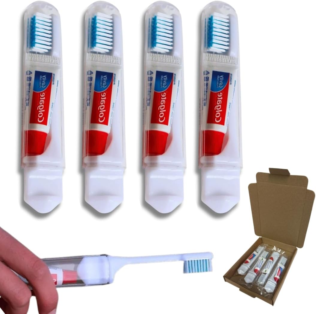 Travel Toothbrush Set of 4 - Travel Dental Kit - Foldable Toothbrush ...
