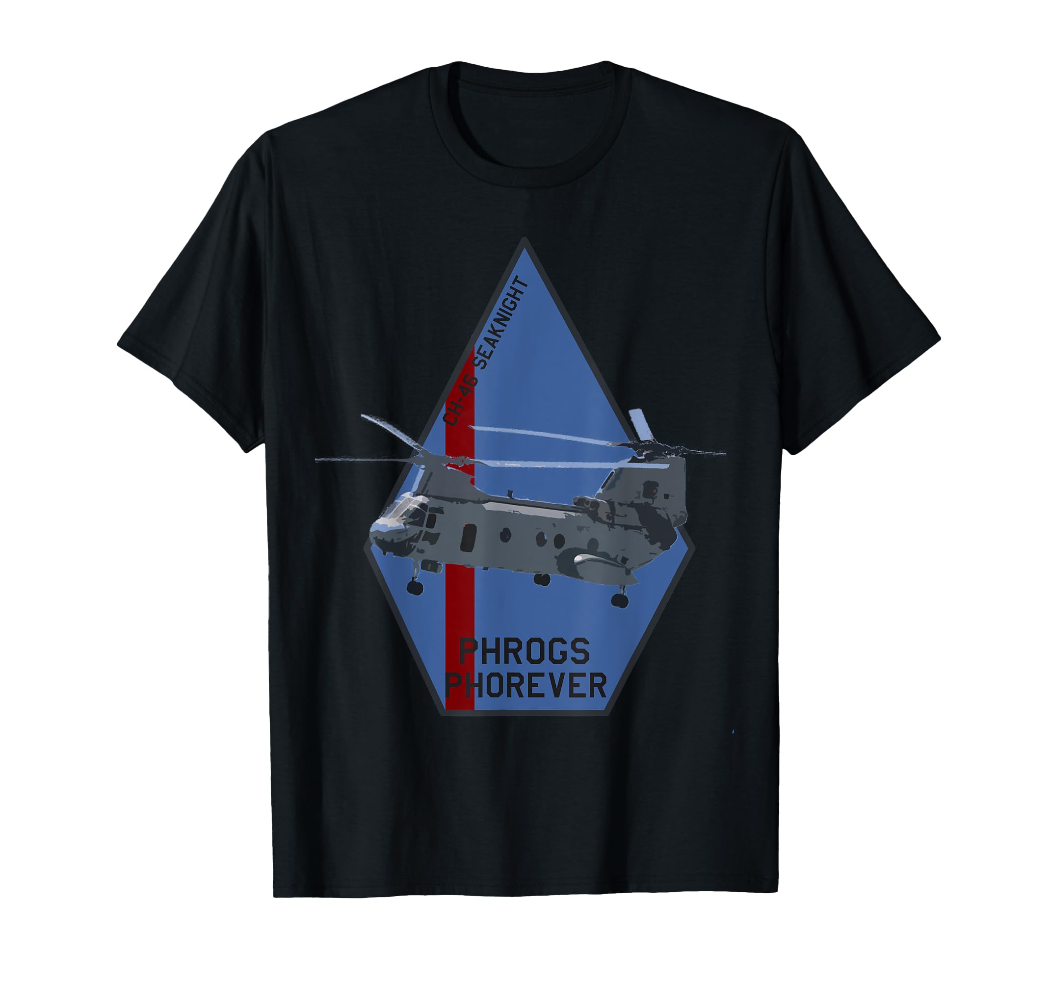 Amazon.com: CH-46 Seaknight "Phrogs Phorever" Military Helicopter Tee T ...