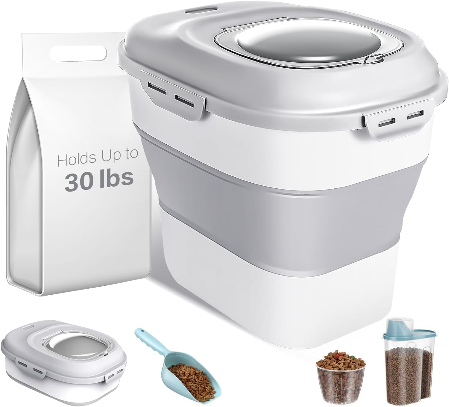 30 Lbs Dog Food Stroage Container, Collapsible Dog Food Containers with ...