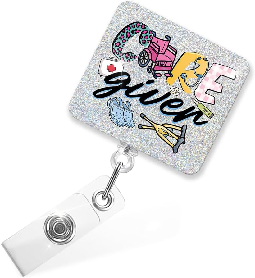 Amazon.com : Xipromi Retractable Glitter Badge Reels with Clip, Funny ...