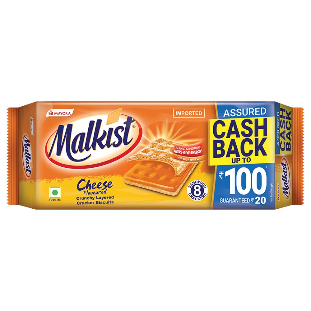 Malkist Cheese Flavoured Cracker Biscuits | Family Pack | 144gm (Pack ...