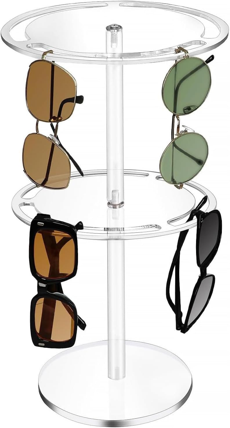 Amazon.com: 2 Tier Acrylic Sunglasses Holder Stand with 360 Rotating ...