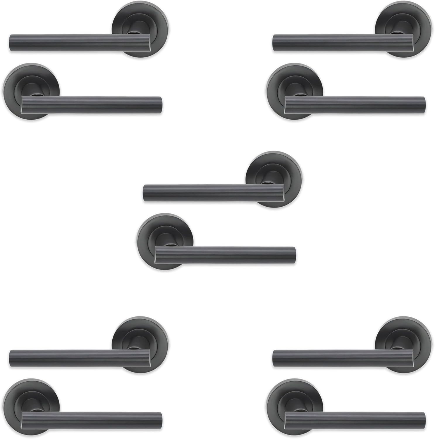 INFINITY DÉCOR Set of 5 T-Bar Lever On Rose Door Handles in Metallic ...