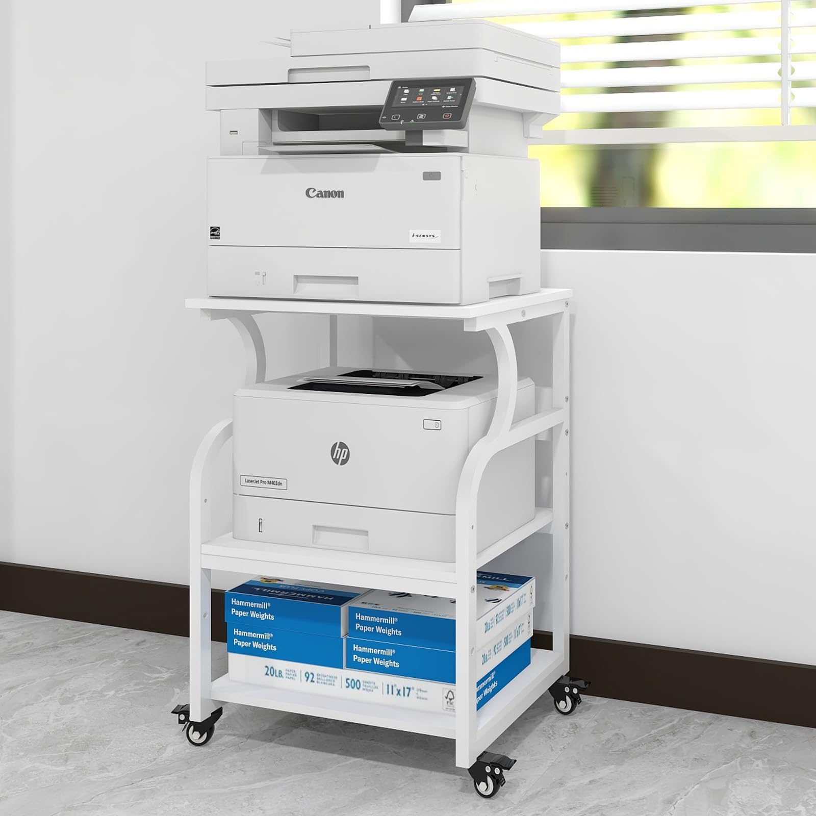 PUNCIA Large Printer Stand,Printer Table with Adjustable Storage Shelf ...