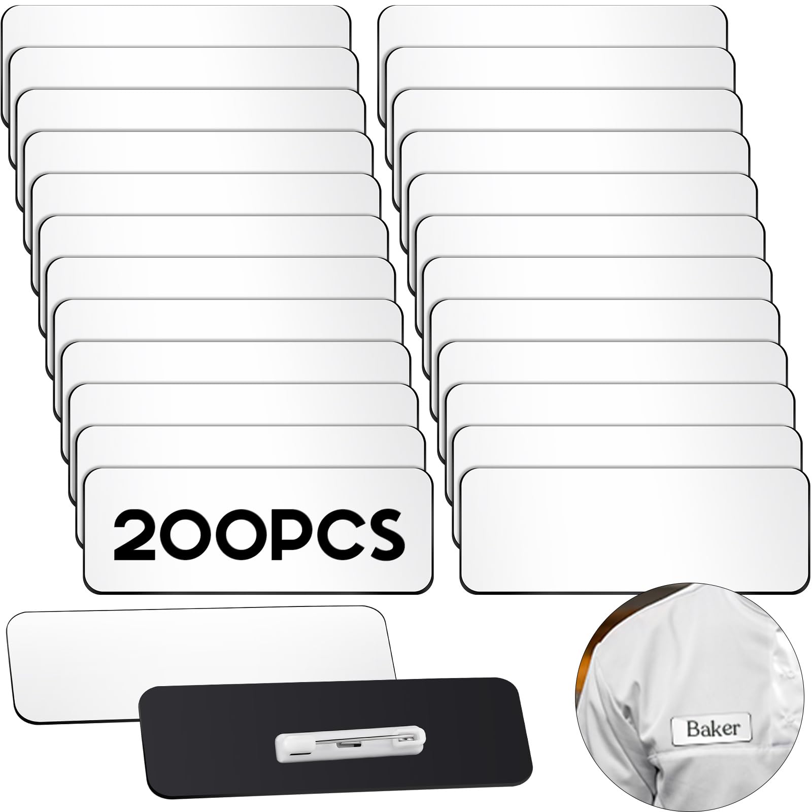 Amazon.com : Breling 200 Pcs Name Tags with Pin 1" X 3" Blank Name Tags ...