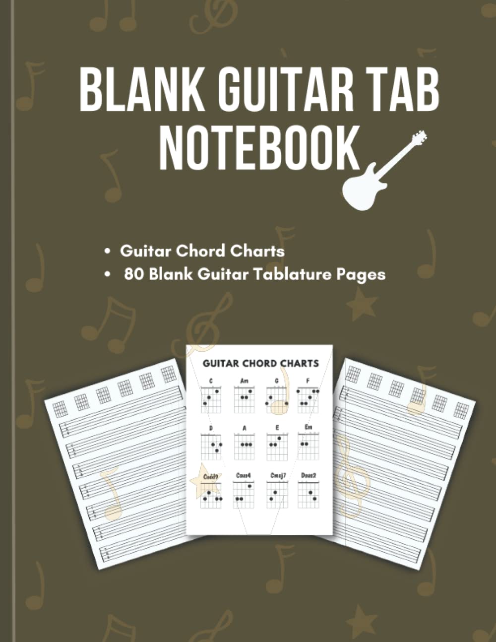 Blank Guitar Tab Notebook: Music Journal for Guitar with Chord Diagrams ...