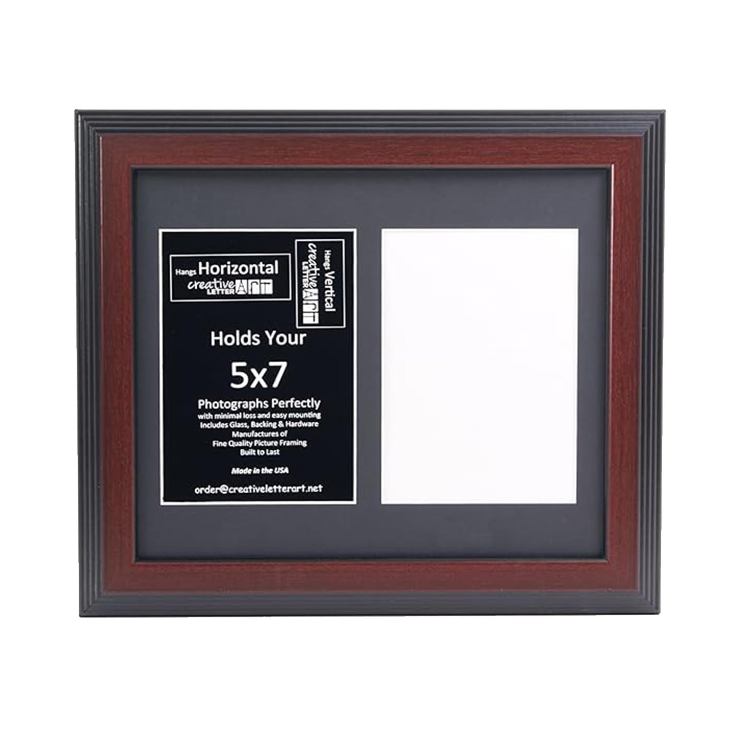 Amazon.com: Creative Letter Art 2 Opening Mahogany Picture Frame with ...