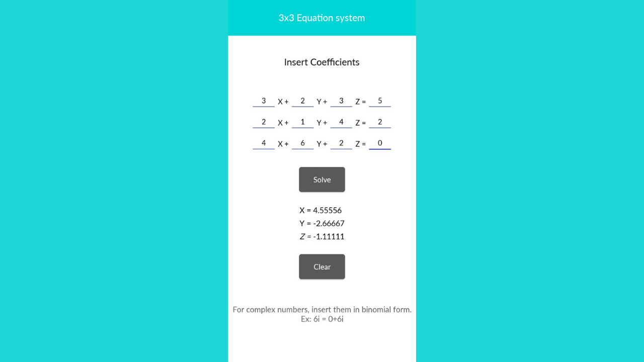 Linear Equations System Solver - Real and Complex - App on Amazon Appstore