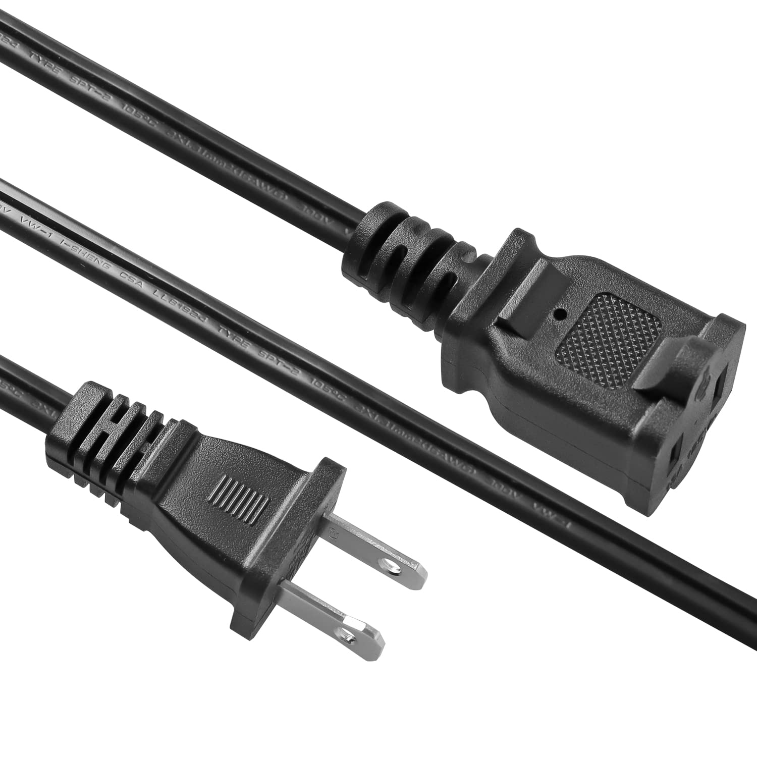 Snapklik.com : US AC Power Extension Cable Cord 2-Prong Polarized Male ...