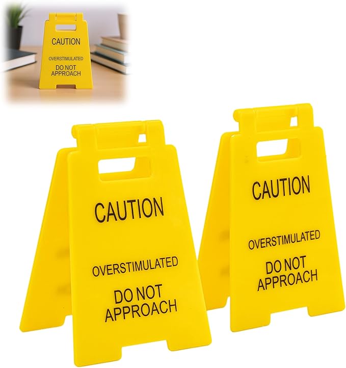 Amazon.com: 2 PCS Caution Overstimulated Desk Sign, Mini Fun ...