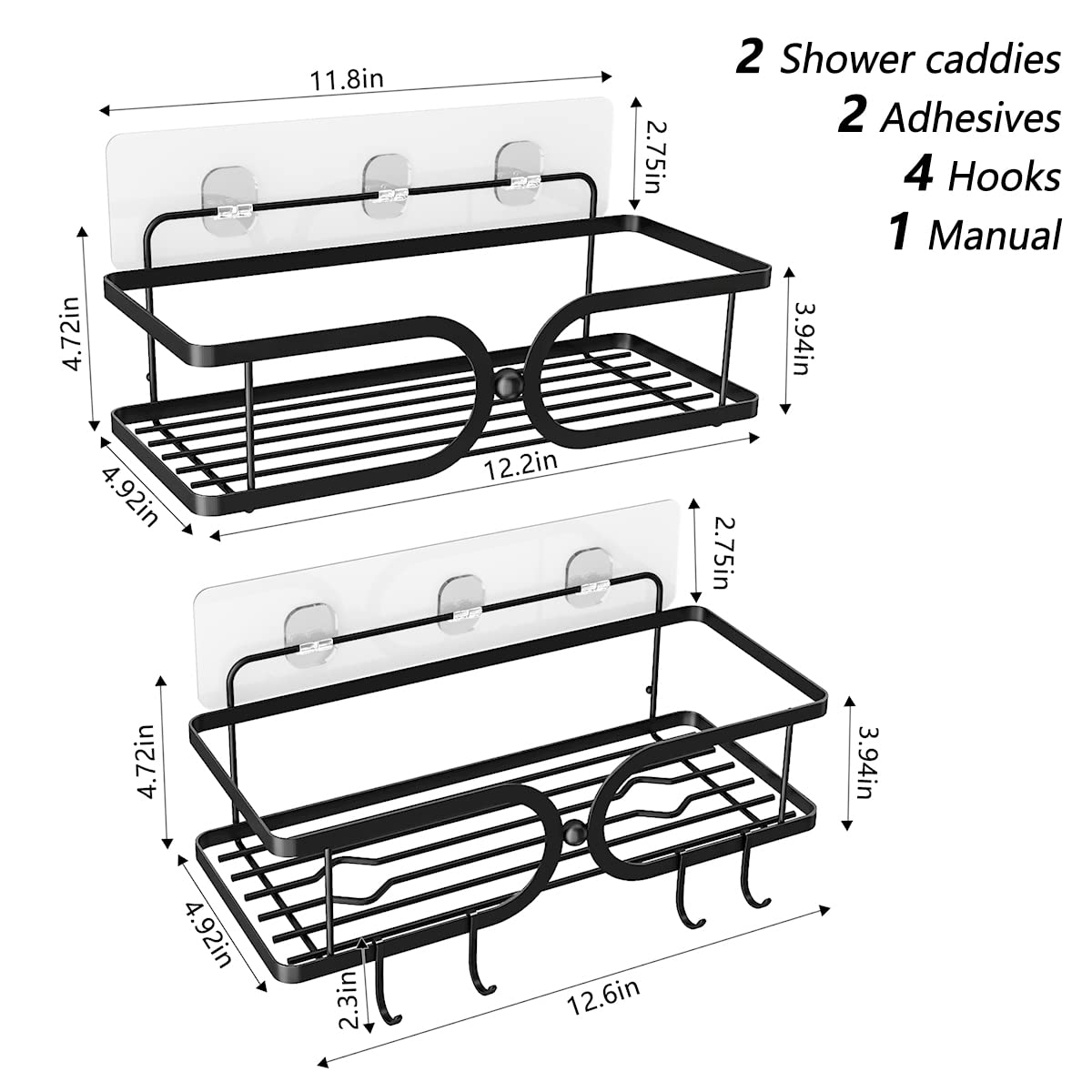 TOMIR Shower Caddy Shampoo Holder with Insert Hole, Shower Accessories ...