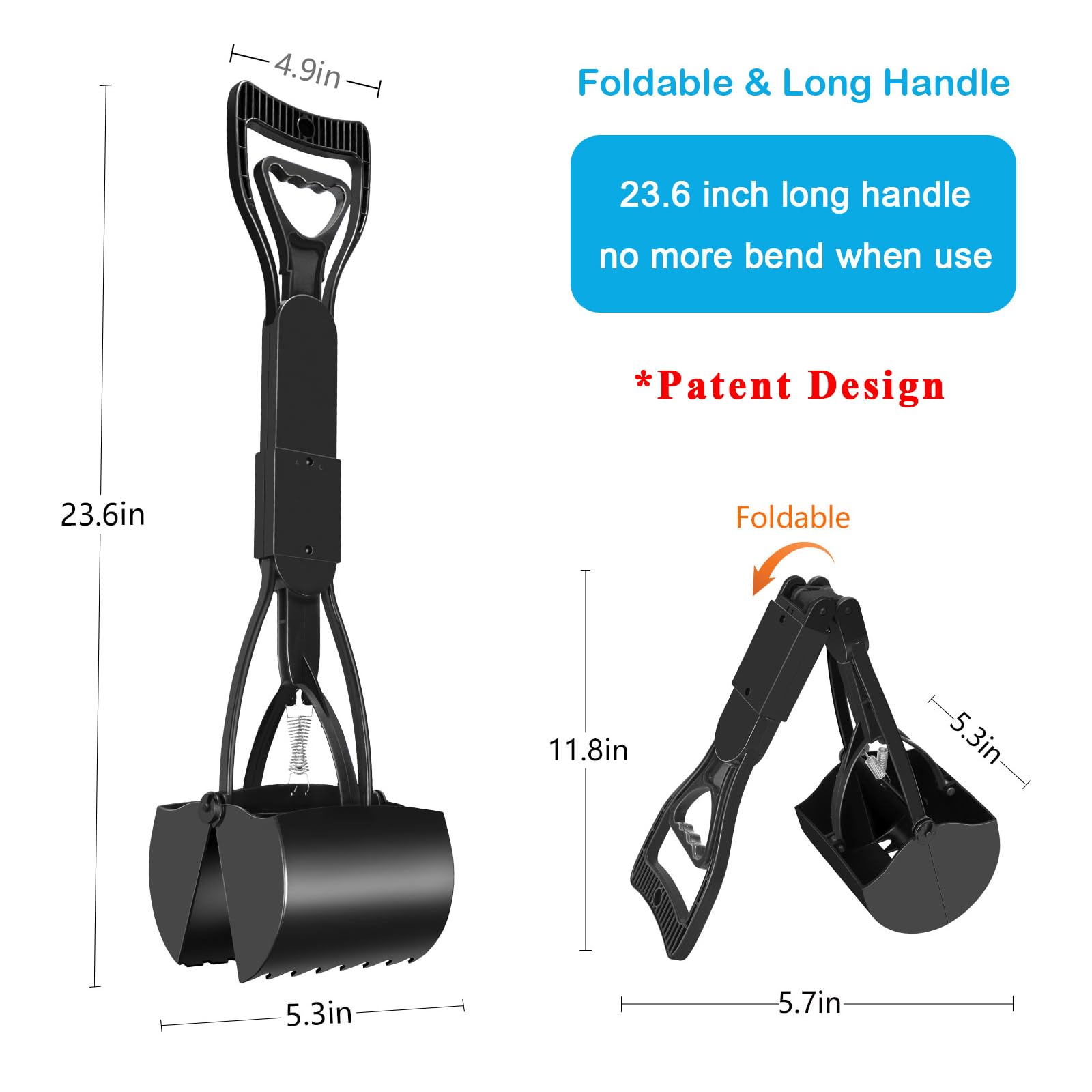 Snapklik.com : Pooper Scooper For Large Small Dogs, Folding Dog Poop ...