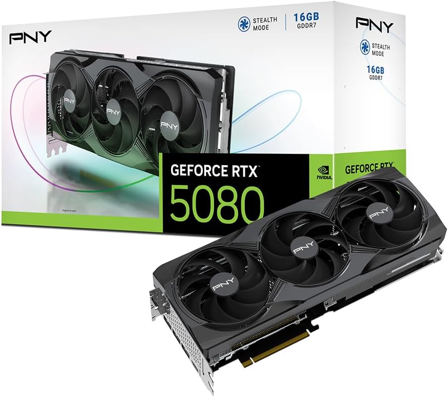 PNY Scheda Grafica GeForce RTX™ 5080 16GB ARGB OC Triple Fan DLSS 4 ...