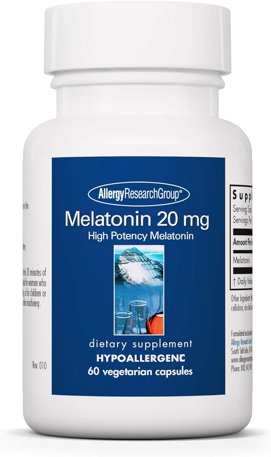 Amazon.com: Allergy Research Group Melatonin 20mg - Pure Melatonin ...