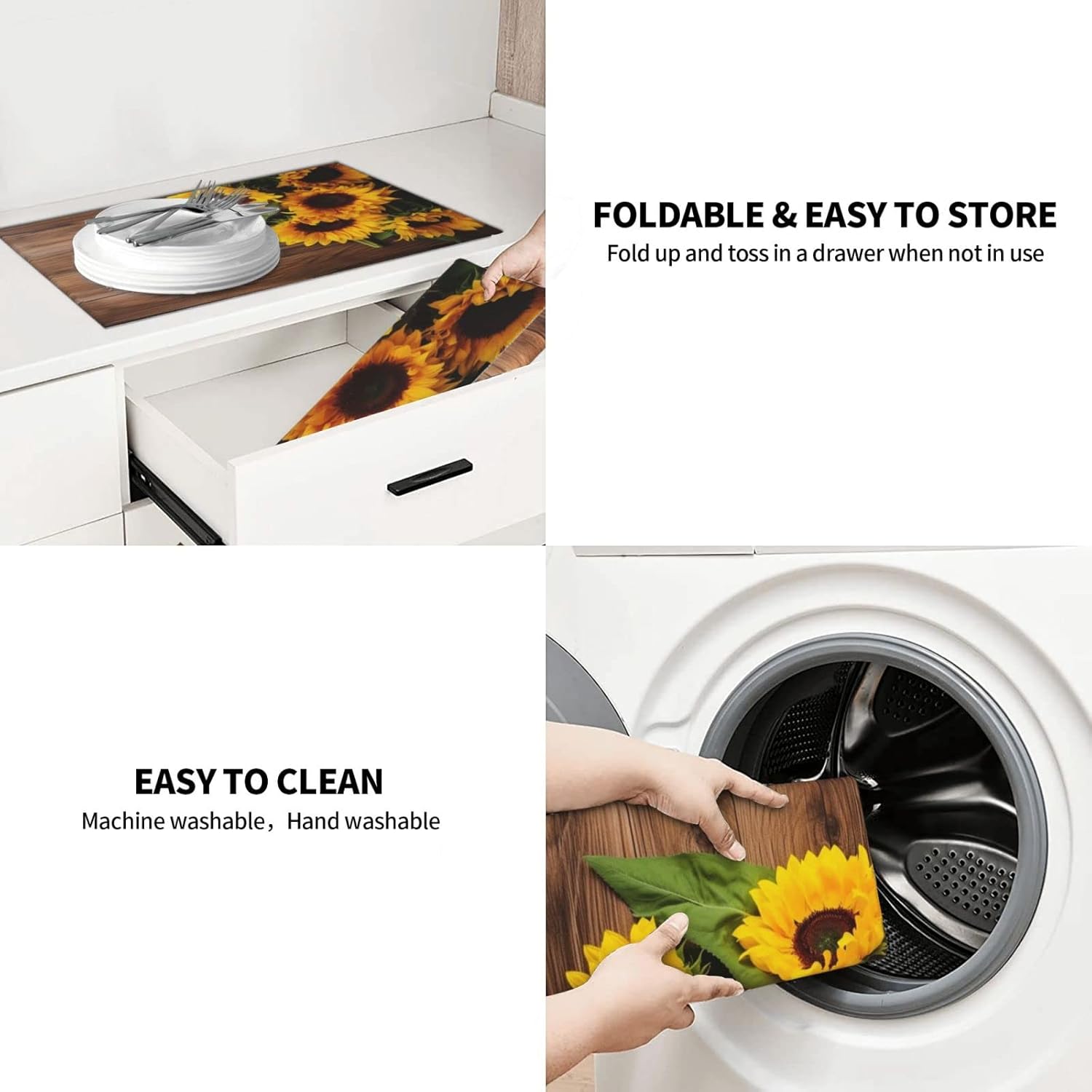 Tapete de secado de platos de madera de girasol para encimera de cocina ...