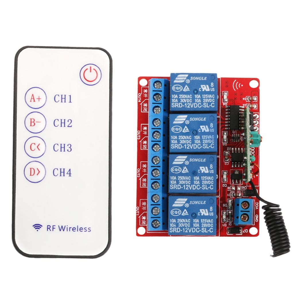 12V Four Channel 4CH RF Wireless Remote Controll Switch Relay Module ...