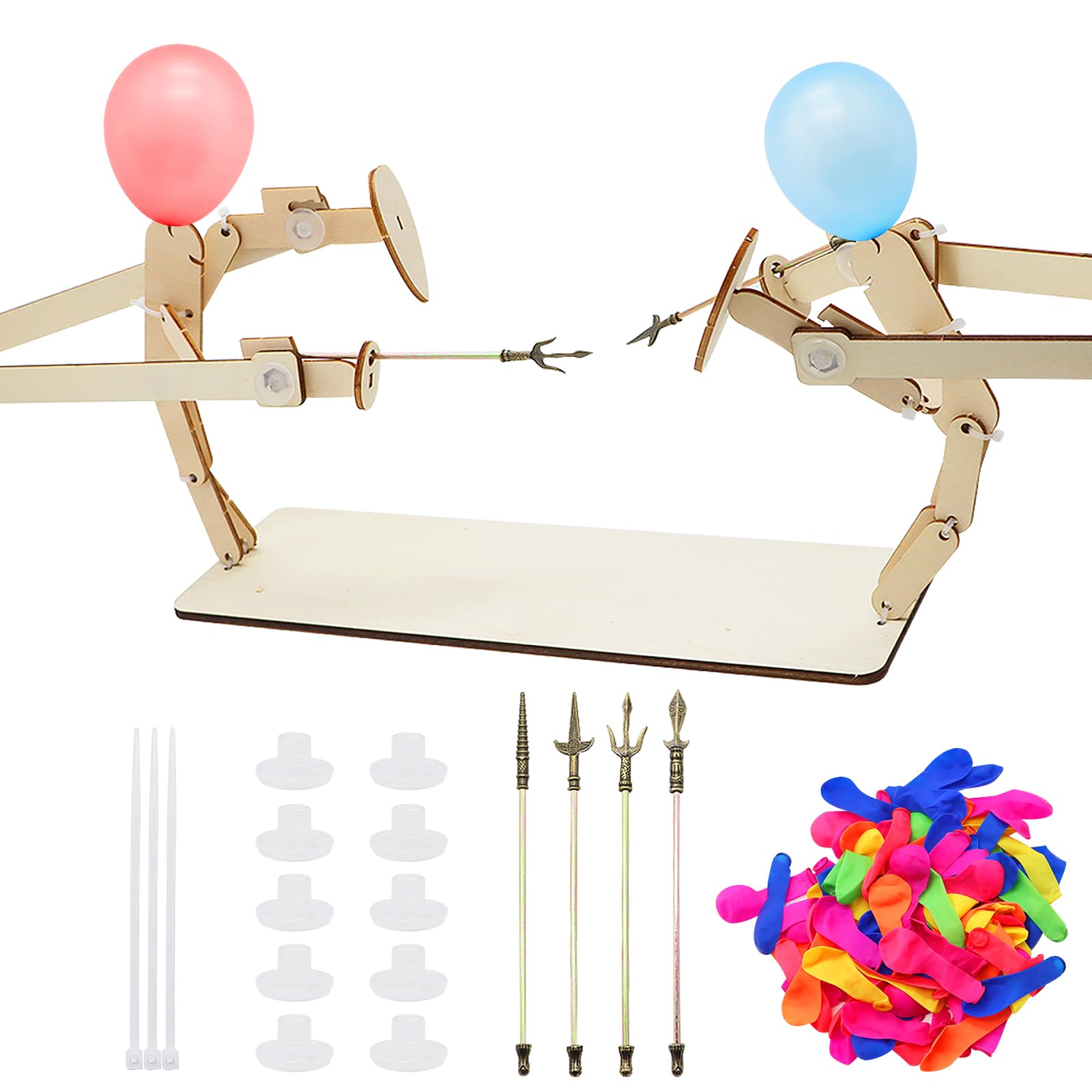 Hioph Balloon Bamboo Man Battle, Handmade Wooden Fencing Puppets Whack ...