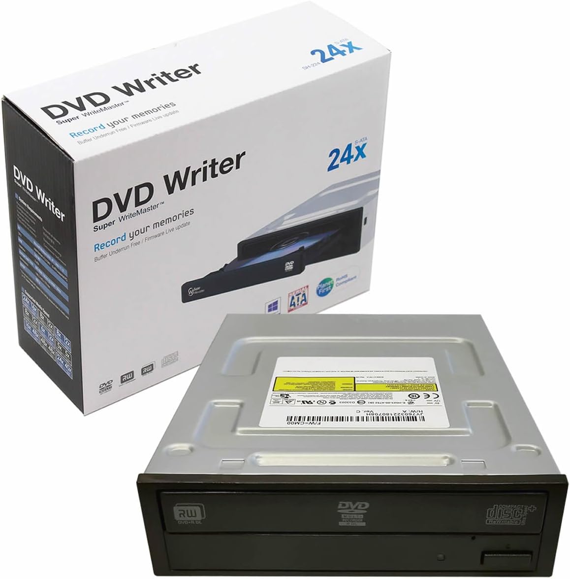 JUSTOP 24x SATA Internal DVD-RW Writer Rewriter Super Multi DL Drive ...