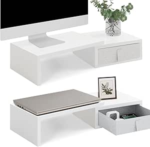 TEAMIX 2 Pack Monitor Stand Riser with 2 Drawers - Length and Angle ...