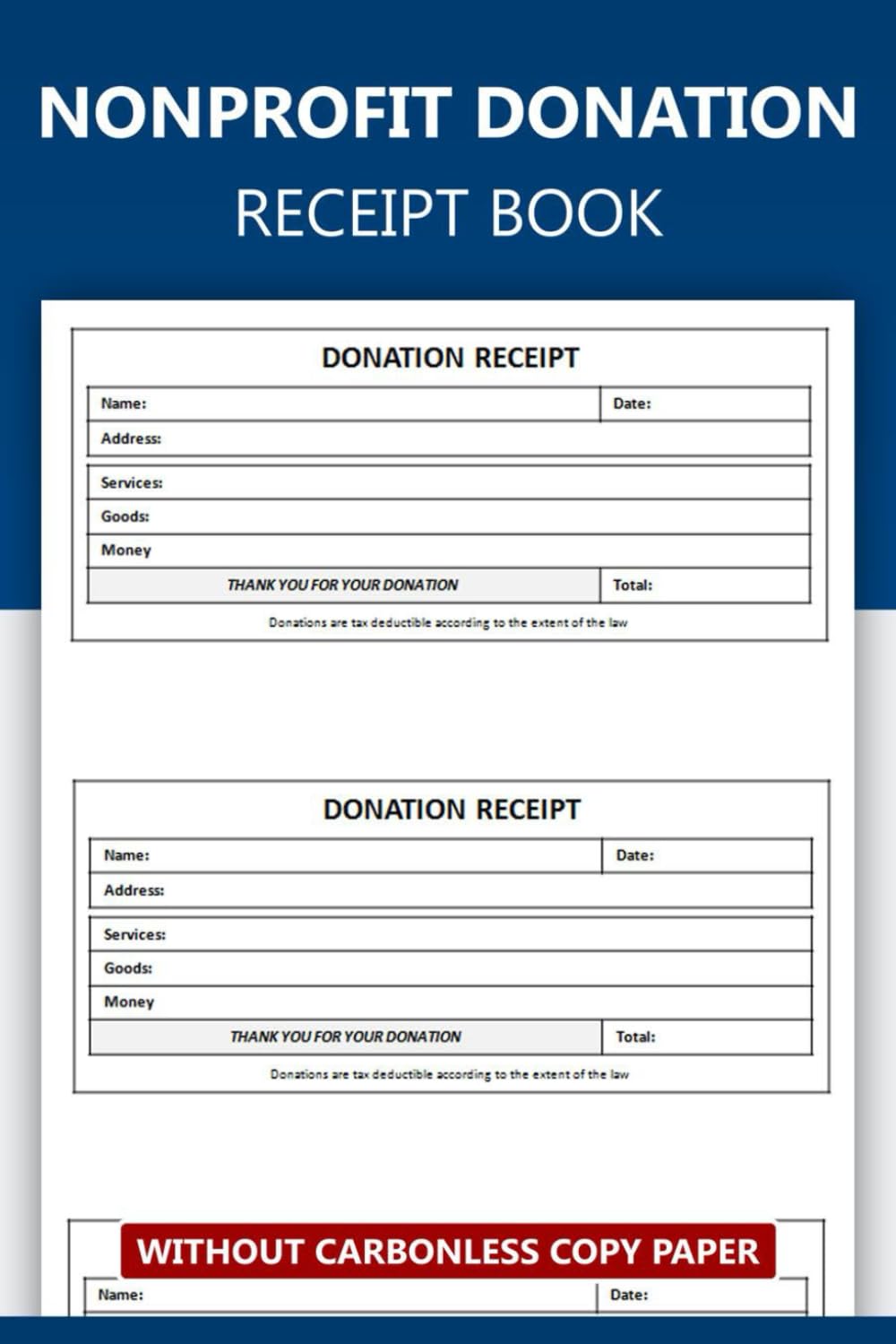 Nonprofit Donation Receipt Book: Non-Profit Donation Receipt Form ...