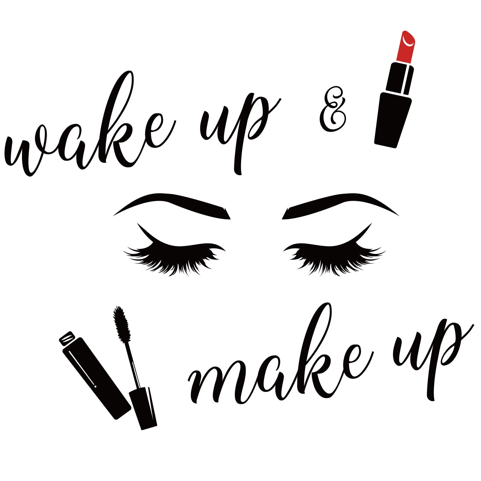 Amazon.com: SUPERDANT PVC Wall Stickers Wake Up Make Up Eyelash ...