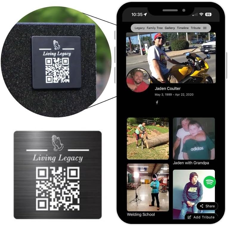 Living Legacy QR Code Memorial Plaque - Laser Etched Medallions QR Code ...