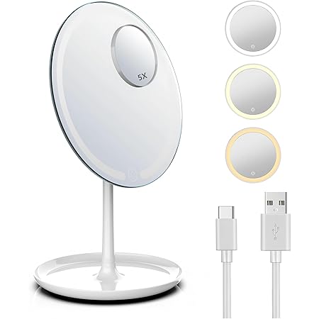Amazon.com - Lighted Makeup Mirror with 1X/5X Magnification,8.3 ...