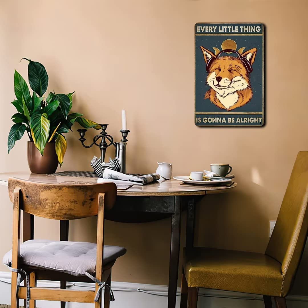 Metal Foxes Sign Wall Decor Vintage Metal Tin Sign Fox Funny Poster ...