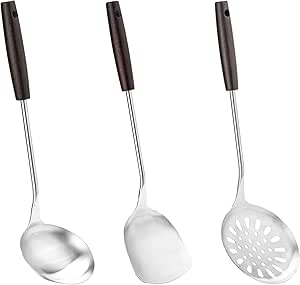 Amazon.com: FJNATINH Wok Spatula and Ladle Skimmer Spoon - Stainless ...