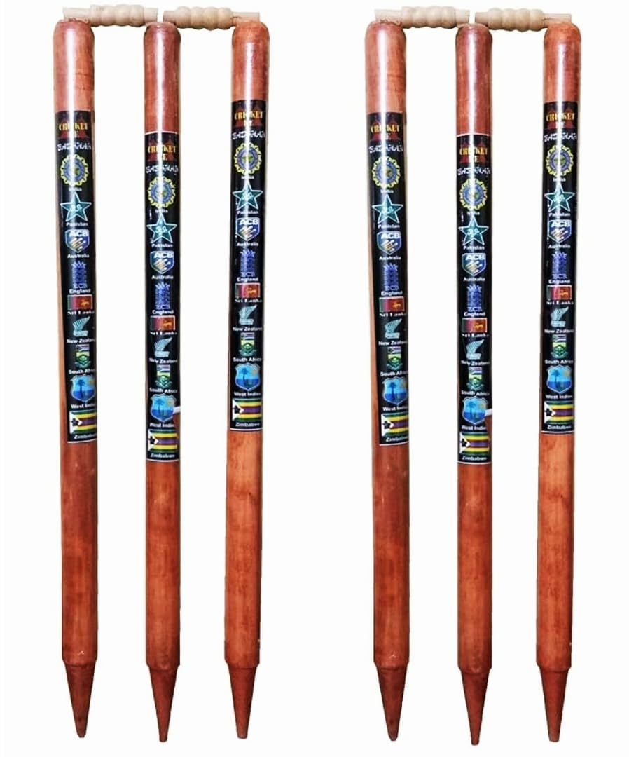 Buy Wooden Stumps for Cricket with Bails (Set of 4 Bails and 6 Stumps ...