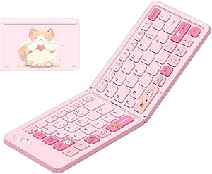 Amazon.com: Pink Foldable Mini Bluetooth Keyboard, Portable Compact ...